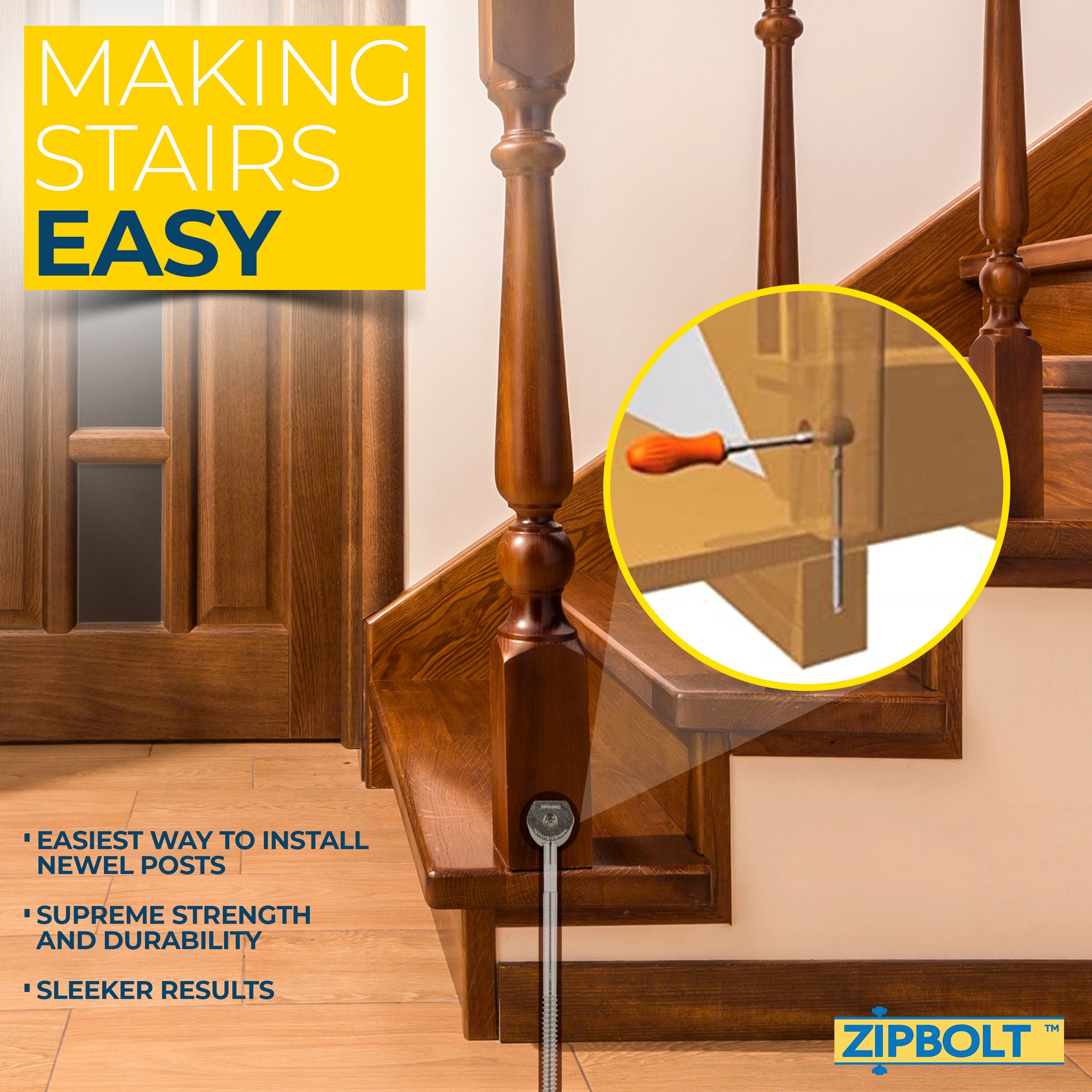 14.110 Super UT Newel Post Fastener — Quick and Easy Wrench-Free Insta ...