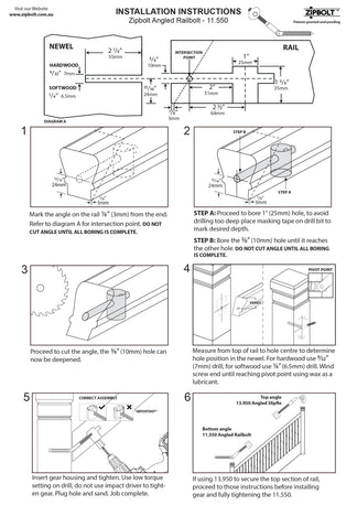 11.560 Angled Staircase Railbolt – Zipbolt